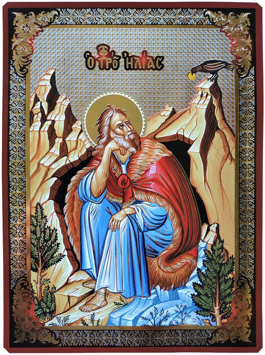 Holy Prophet Elias in Cave, Full Body, Byzantine Icon, Orthodox Icon ...