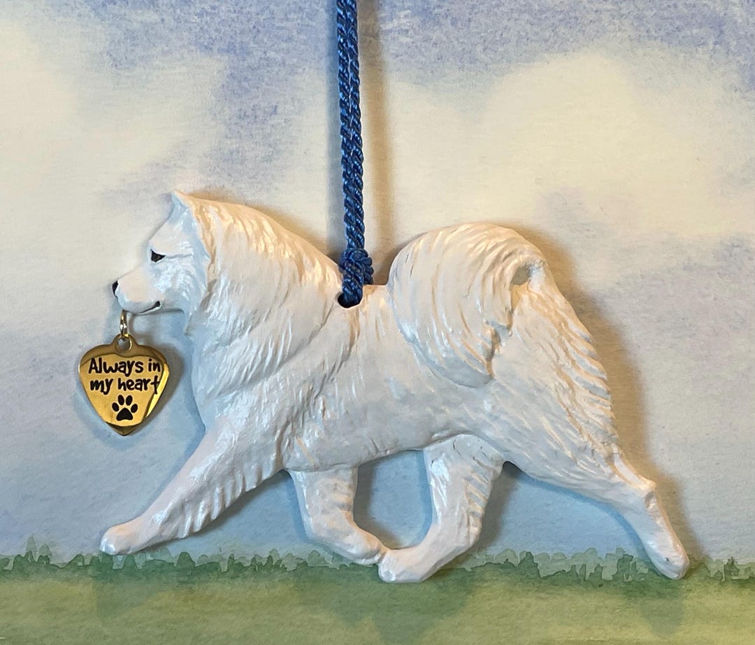Samoyed With Heart Charm. Pet Loss Memorial Dog Breed Ornament ...