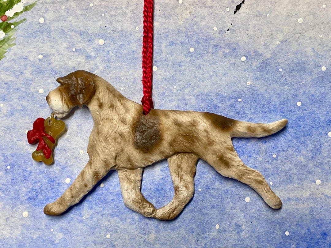 German Wirehaired Pointer W/bone. Artdog Christmas Dog Breed Ornament ...