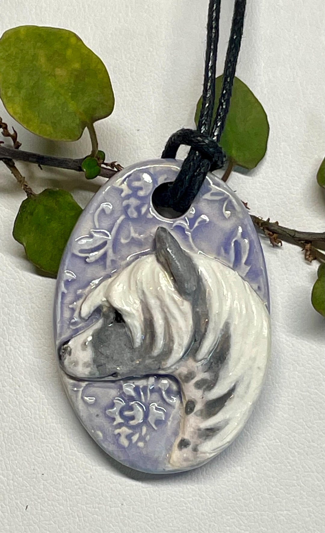 Chinese Crested Lover Pendant in Lavender, Pink and Gray. Fired Ceramic ...