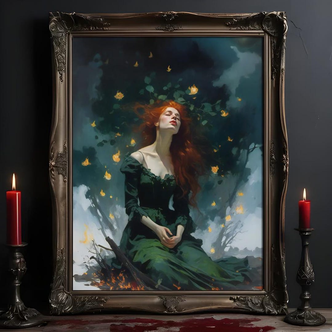 Forest Nature Burning Witch Art Print, Digital Download, Spooky ...