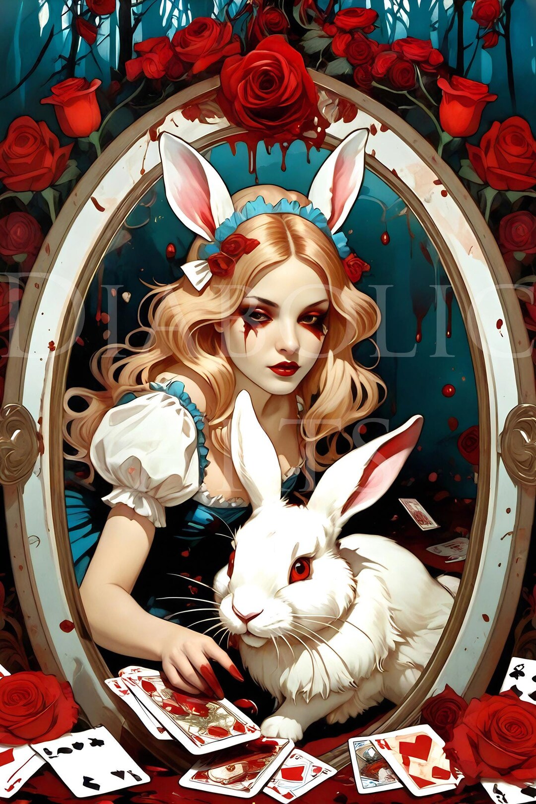 Mad Fantasy Girl Horror Art Print, Digital Download, Halloween, Horror ...