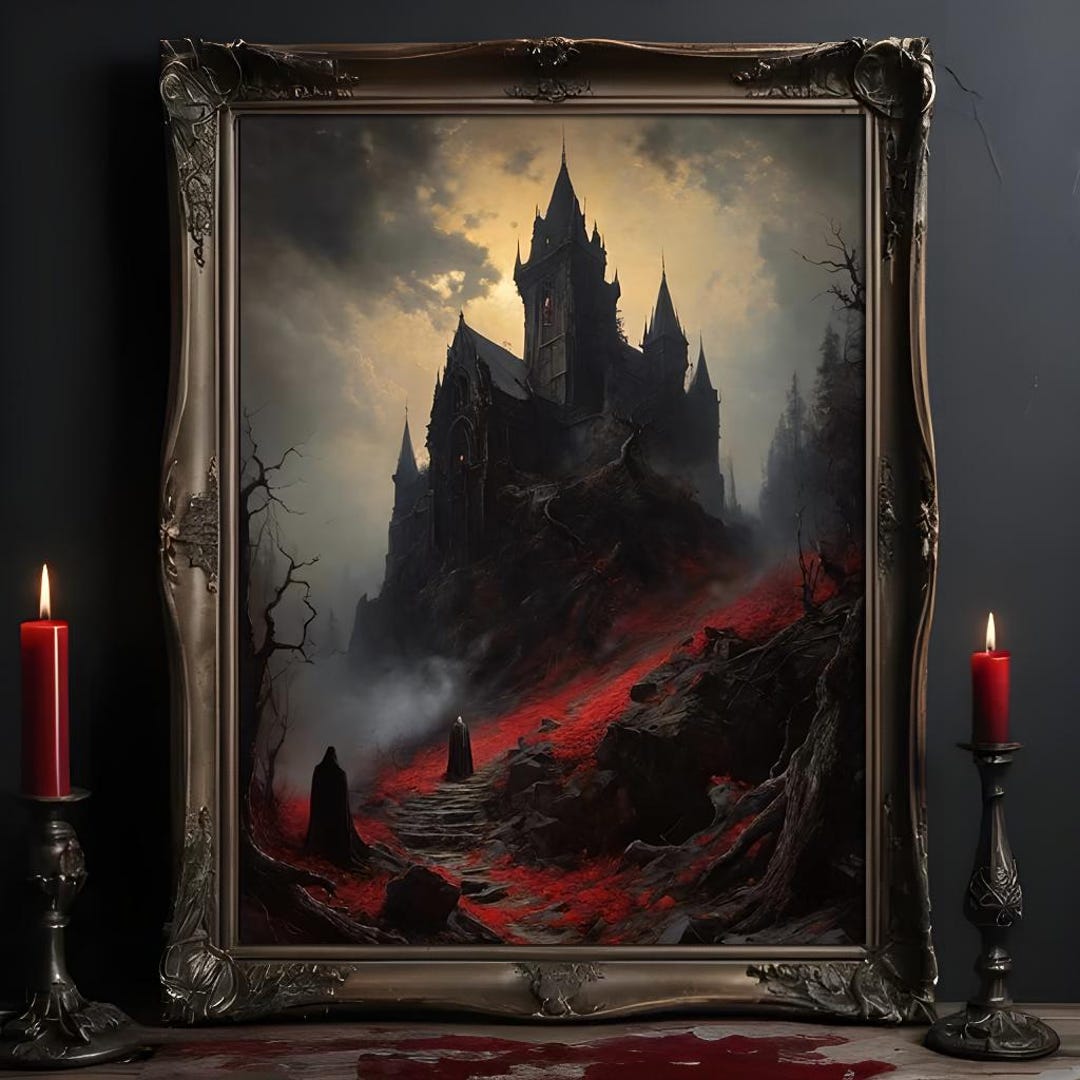 Haunted Vampire Castle Art Print, Digital Download, Spooky Halloween ...