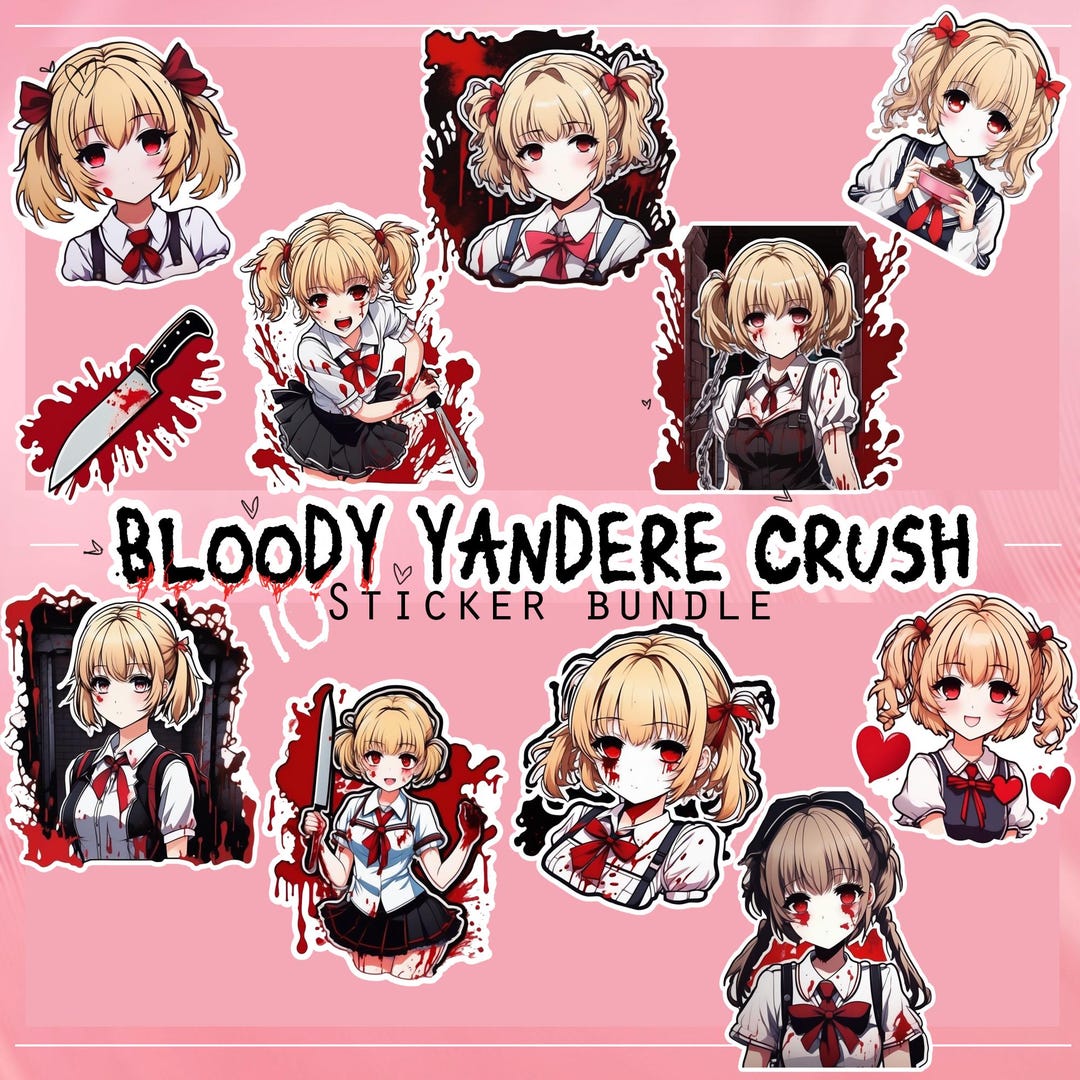 Bloody Yandere Crush Sticker, DIGITALER DOWNLOAD, Clip Art, Anime ...