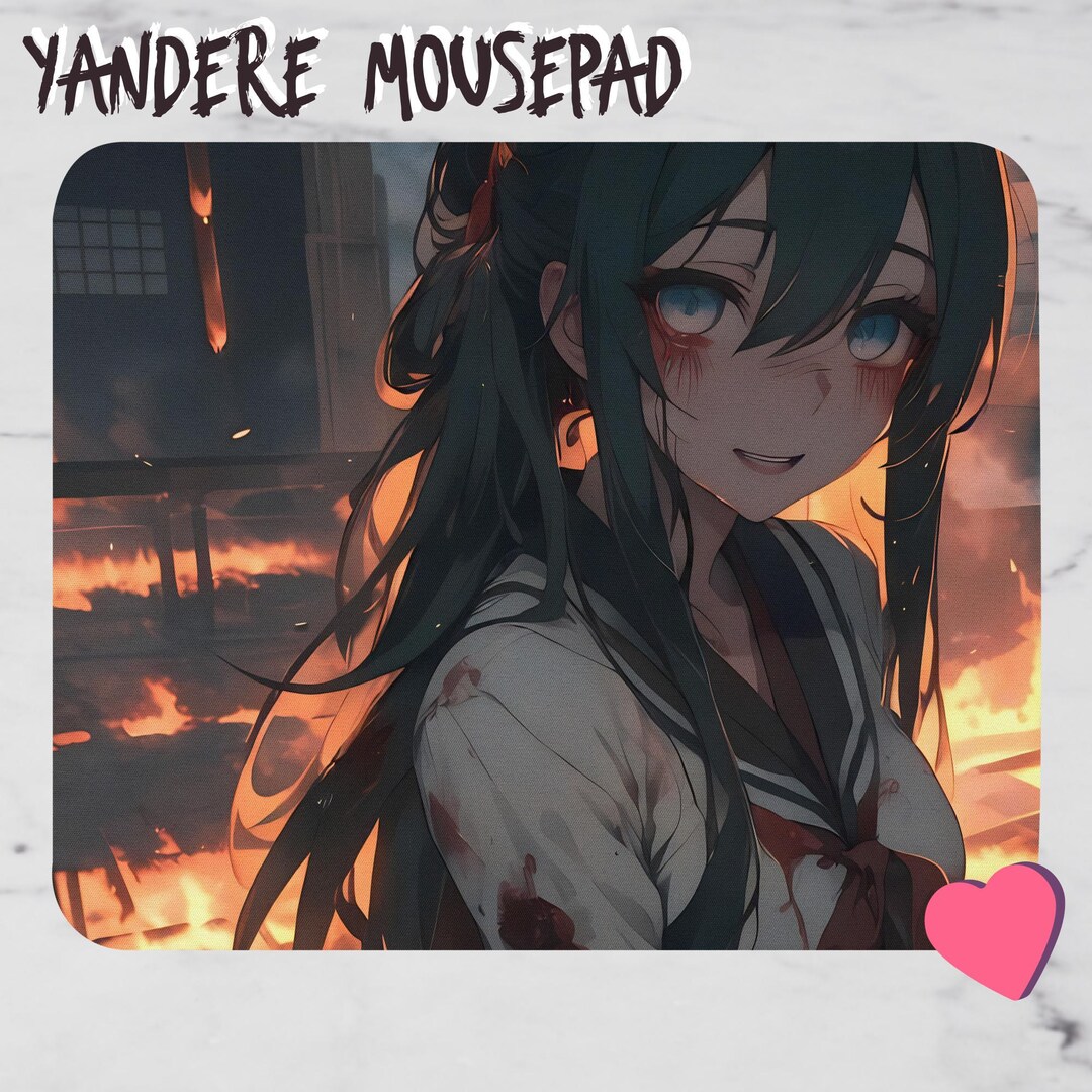 Yandere Mouse Pad | Creepy Cute Anime Desk Mat | Non-slip Gaming ...
