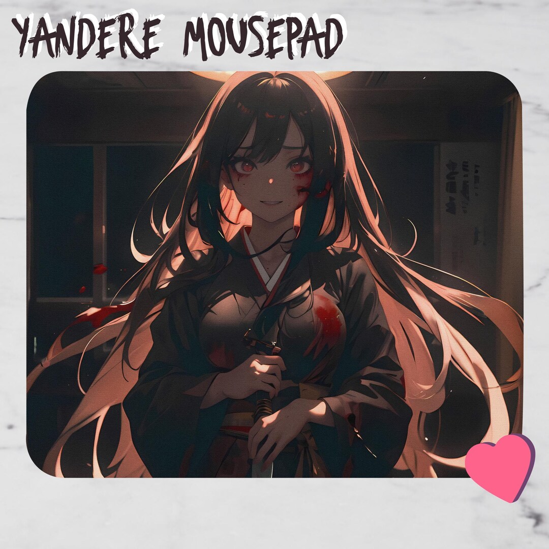 Yandere Mouse Pad | Creepy Cute Anime Desk Mat | Non-slip Gaming ...
