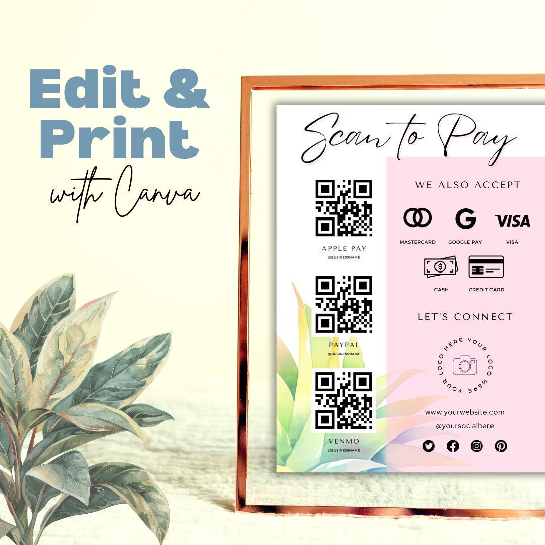 Scan to Pay Editable Printable Template | Color Logo | Custom ...