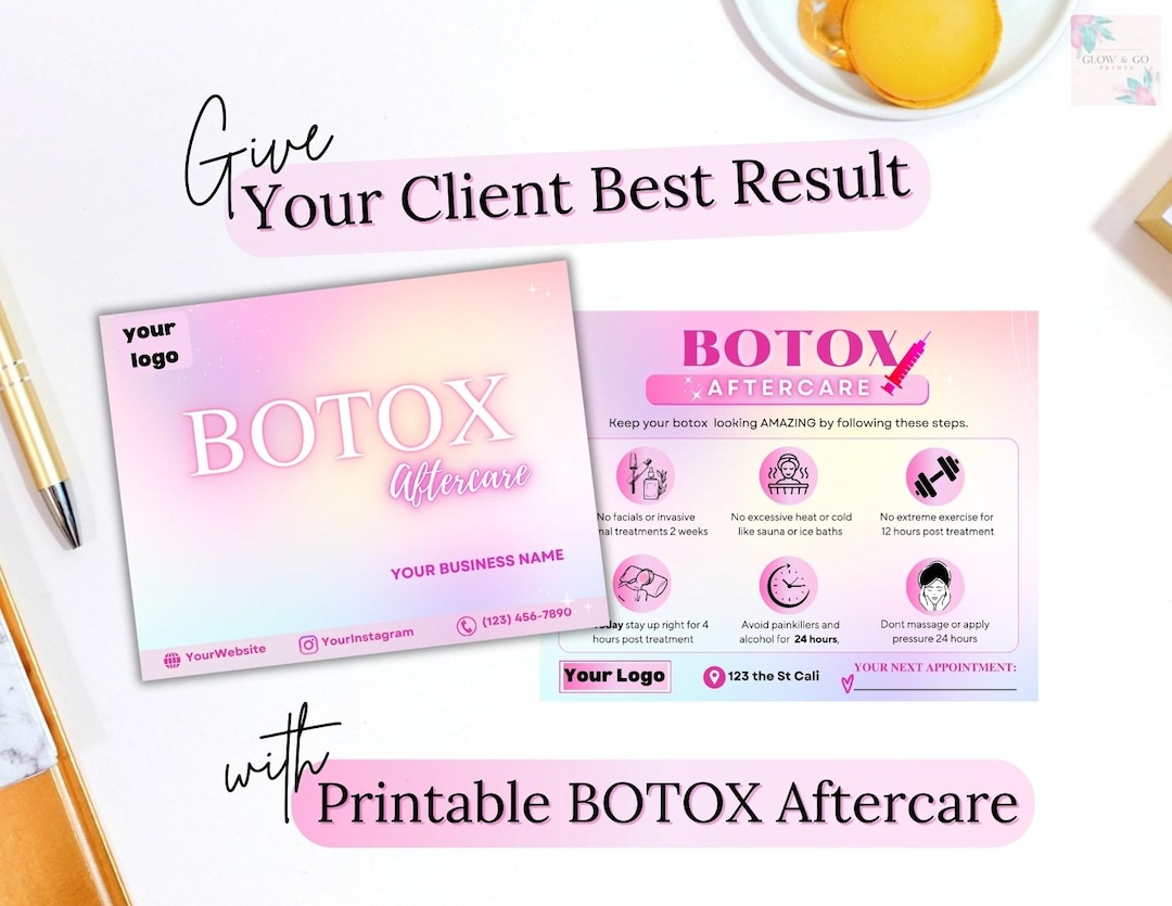 Botox Aftercare Card Template Canva, Digital Customizable DIY, Cute ...