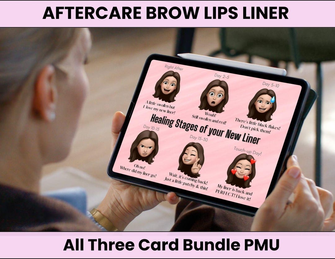 PMU Aftercare Instructions BUNDLE, Printable Brow, Lip, Eyeliner ...
