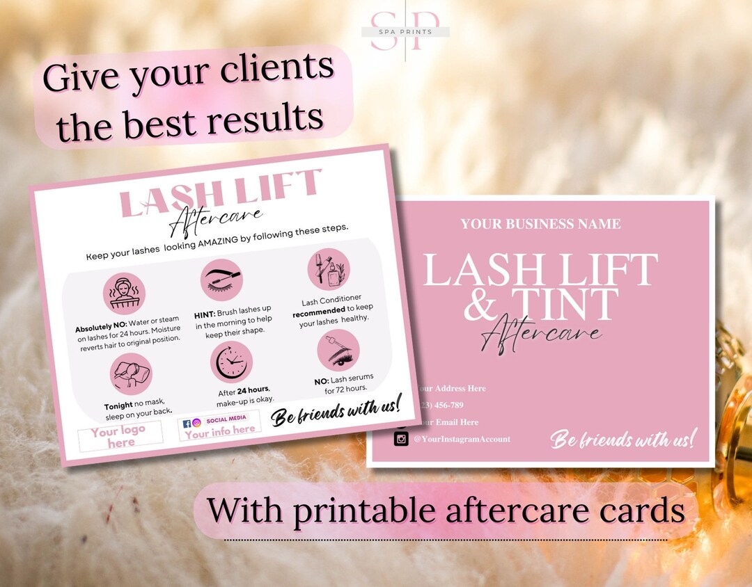 Editable Lash Lift and Tint Aftercare Card, Printable Lash Lift ...