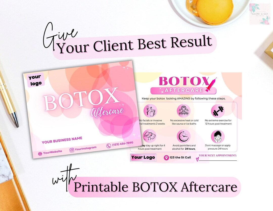 Botox Aftercare Cards, Editable Skincare Templates for Estheticians ...