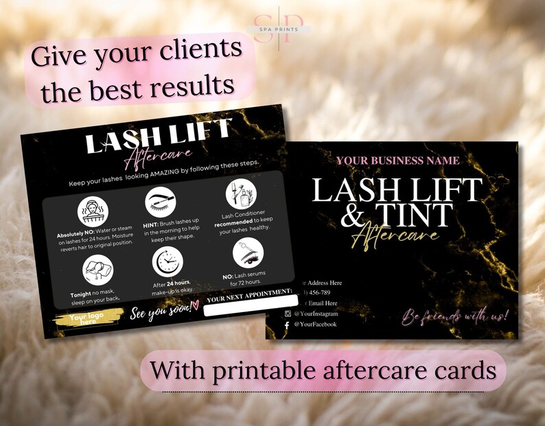 Editable Lash Lift and Tint Aftercare Card, Printable Lash Lift ...
