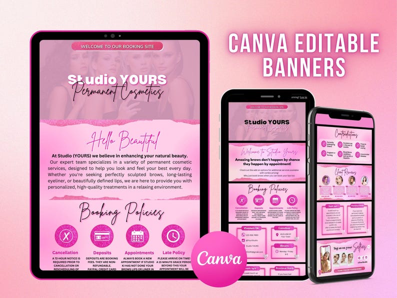 Acuity Scheduling Template PMU STUDIO Booking Site, Pink Branding for ...
