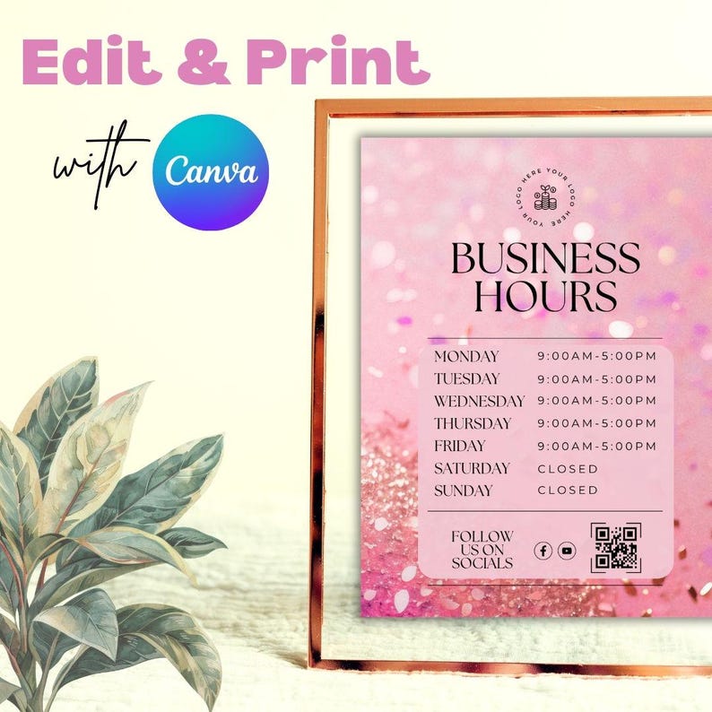 Printable Open Sign | Business Open Closed Sign | Business Hours Sign ...