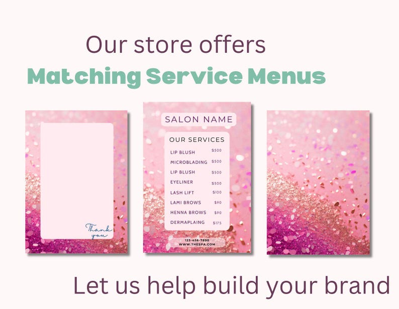 Beauty Salon Canva Editable Template. Pre Made DIY Design in Sparkly ...