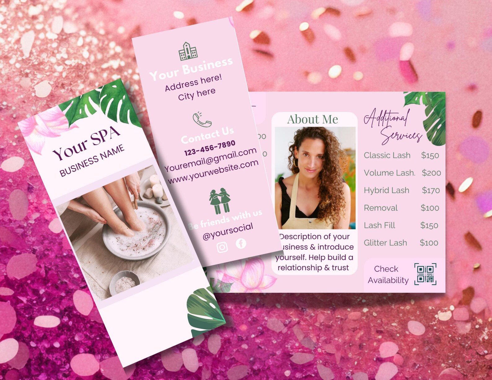 DIY Editable Beauty Trifold Brochure - Feminine Salon Price List ...