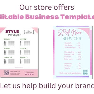 Esthetician Template Menu, Customizable Spa and Salon Price List ...