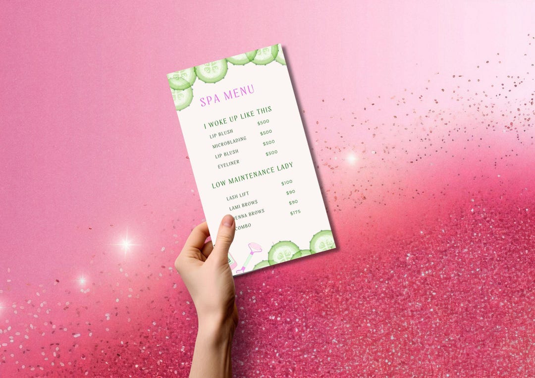 MED SPA Menu Template, Happy Birthday Menu, Cocktail Editable, Beauty ...