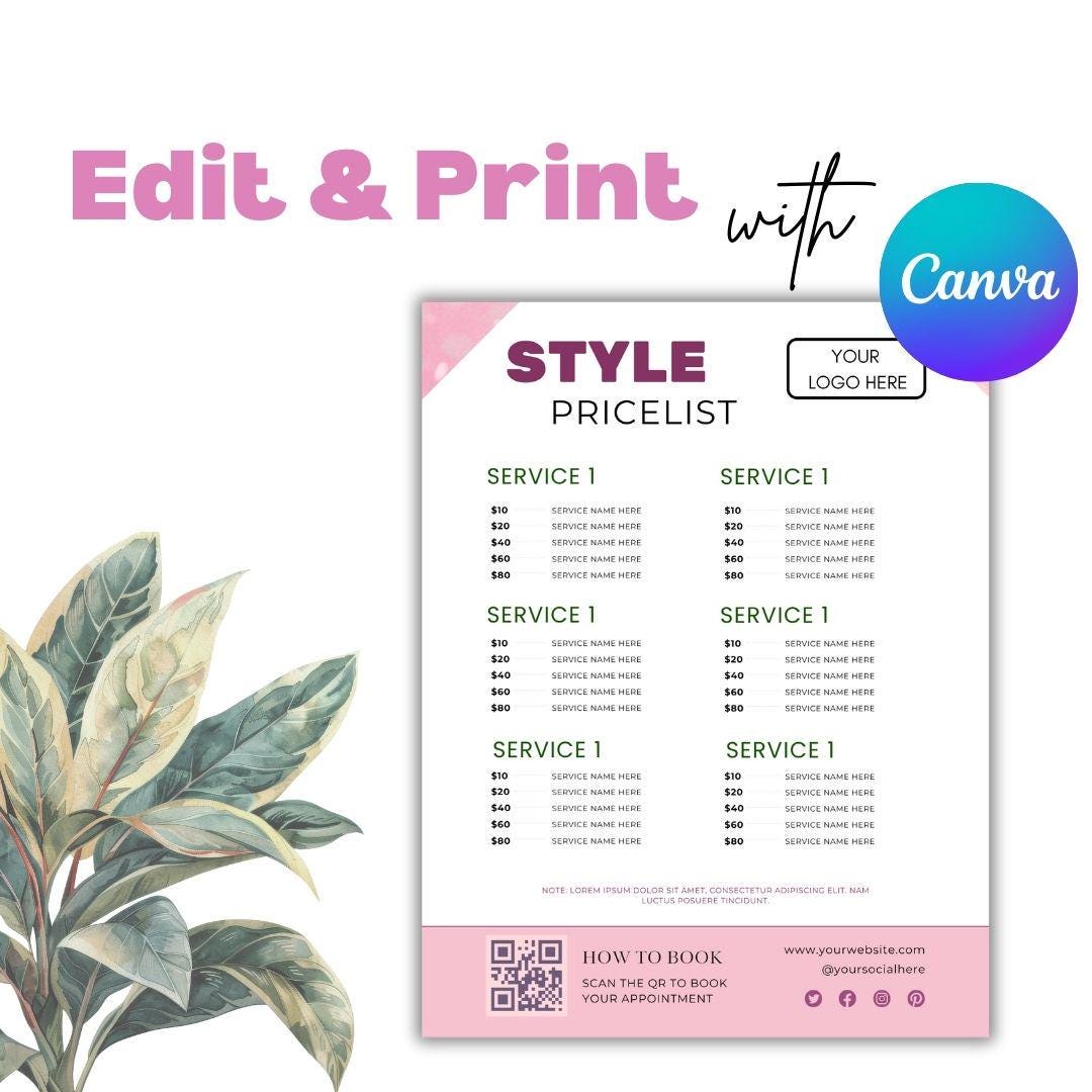 Editable Cake Price List Template - Bakery Menu - Customizable Price ...