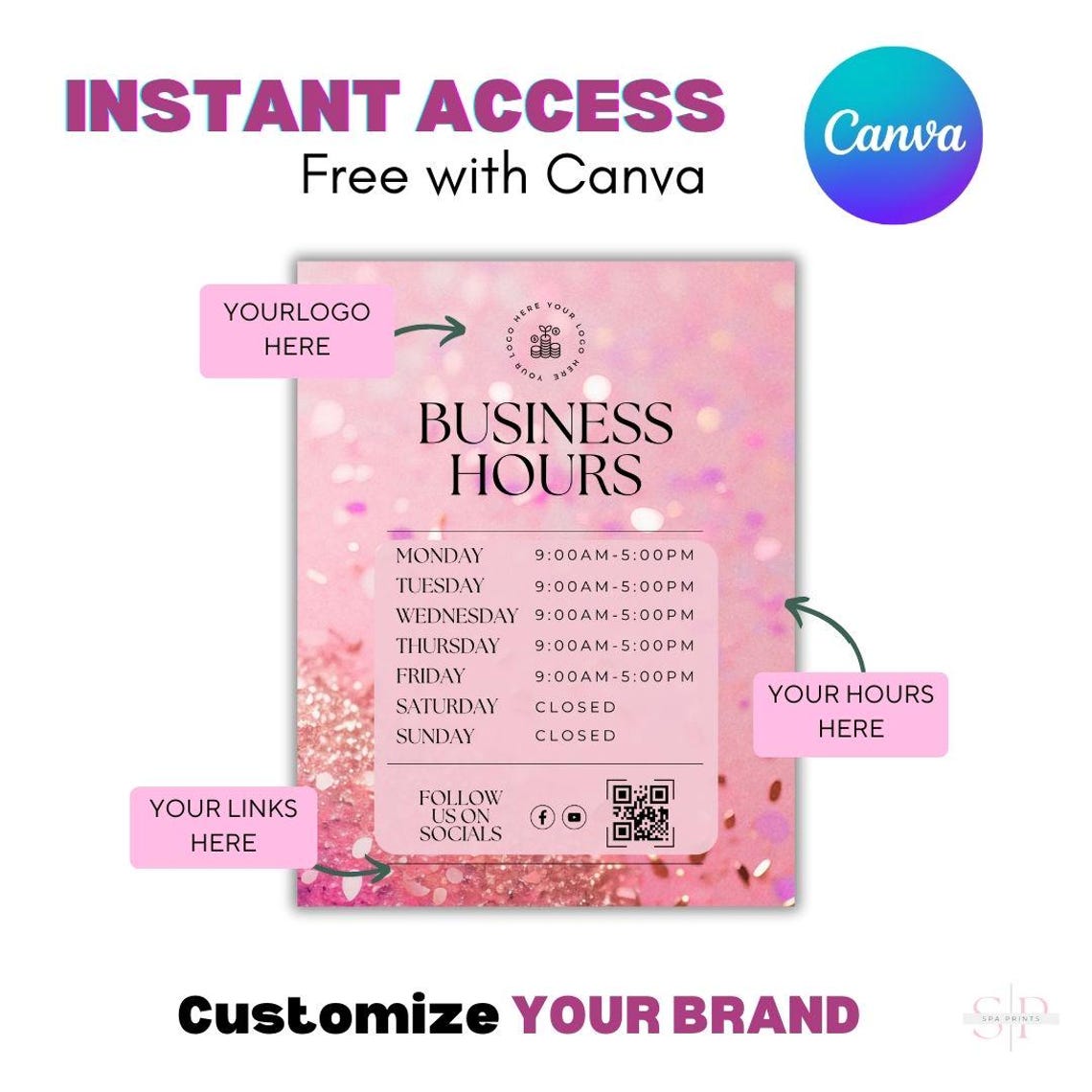 Printable Open Sign | Business Open Closed Sign | Business Hours Sign ...