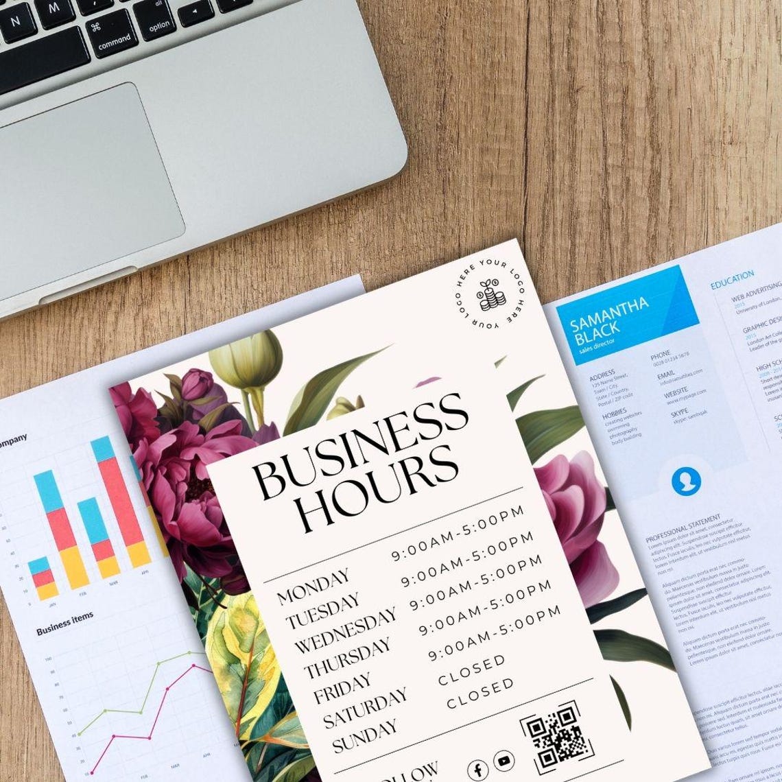 Business Hours Sign Editable Printable Template | Color Logo | Custom ...