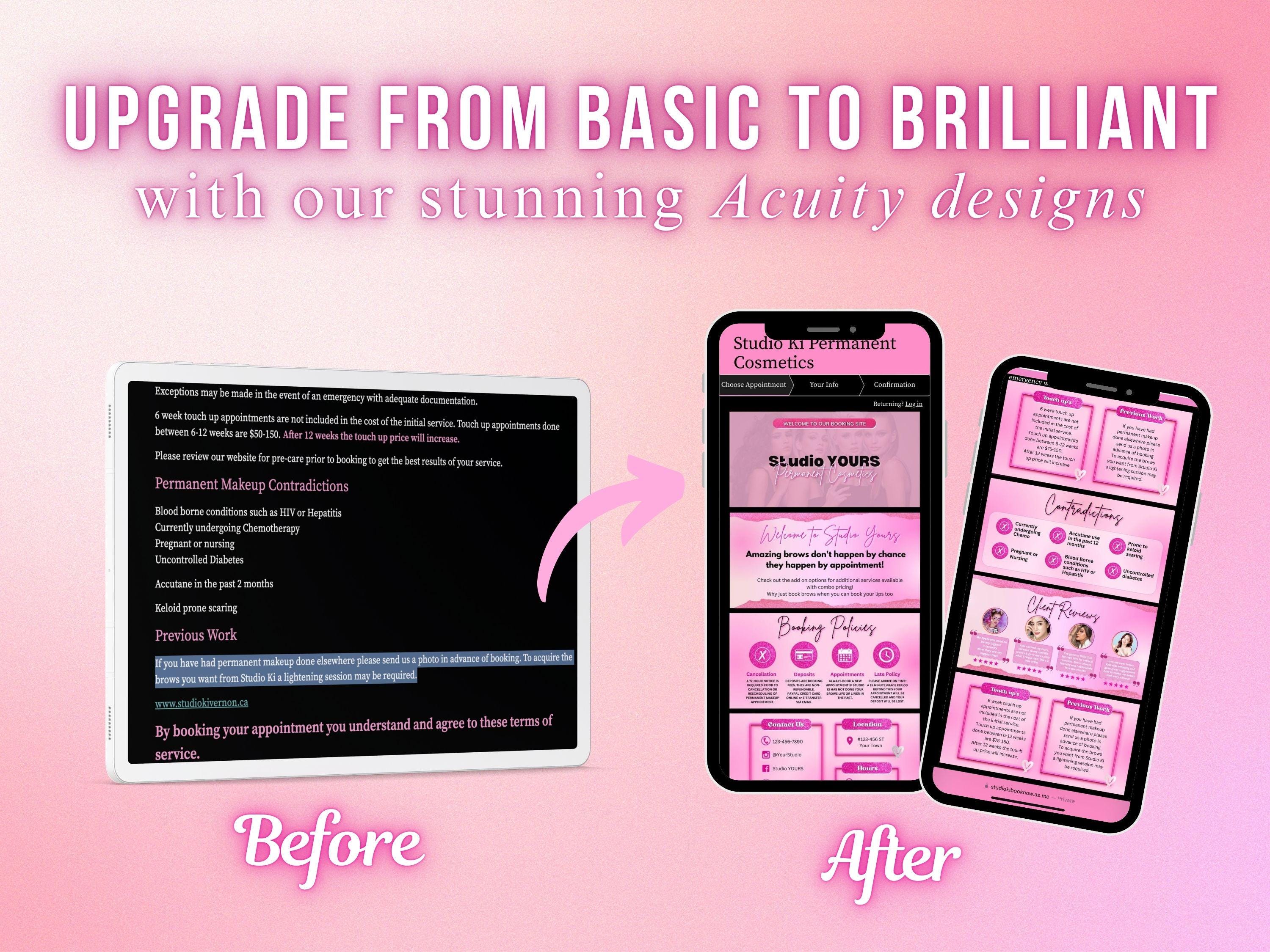 Acuity Scheduling Template PMU STUDIO Booking Site, Pink Branding for ...