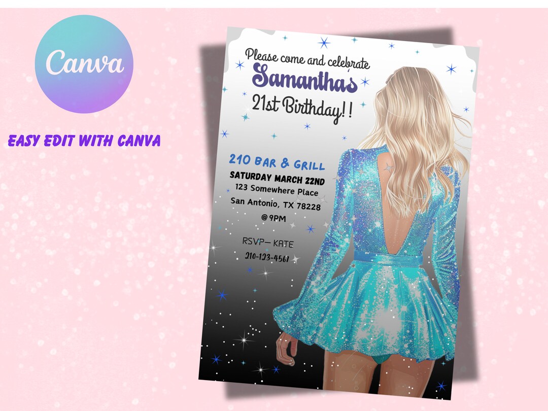 Taylor Swift Invitation T Swift Party Invite Swiftie Girls Birthday ...