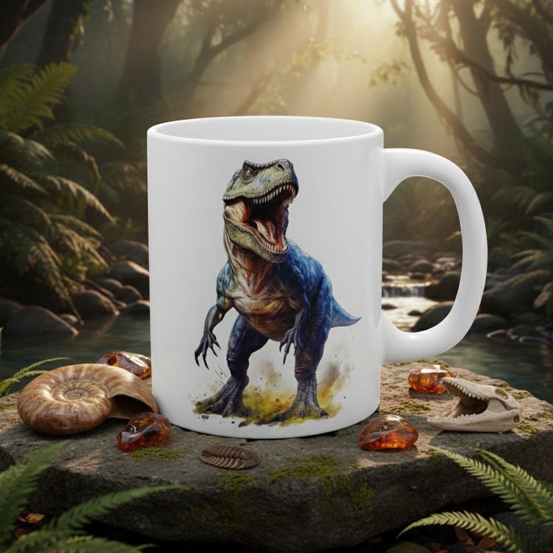 T-rex Coffee Mug, Realistic Tyrannosaurus Rex Dinosaur Art Cup ...