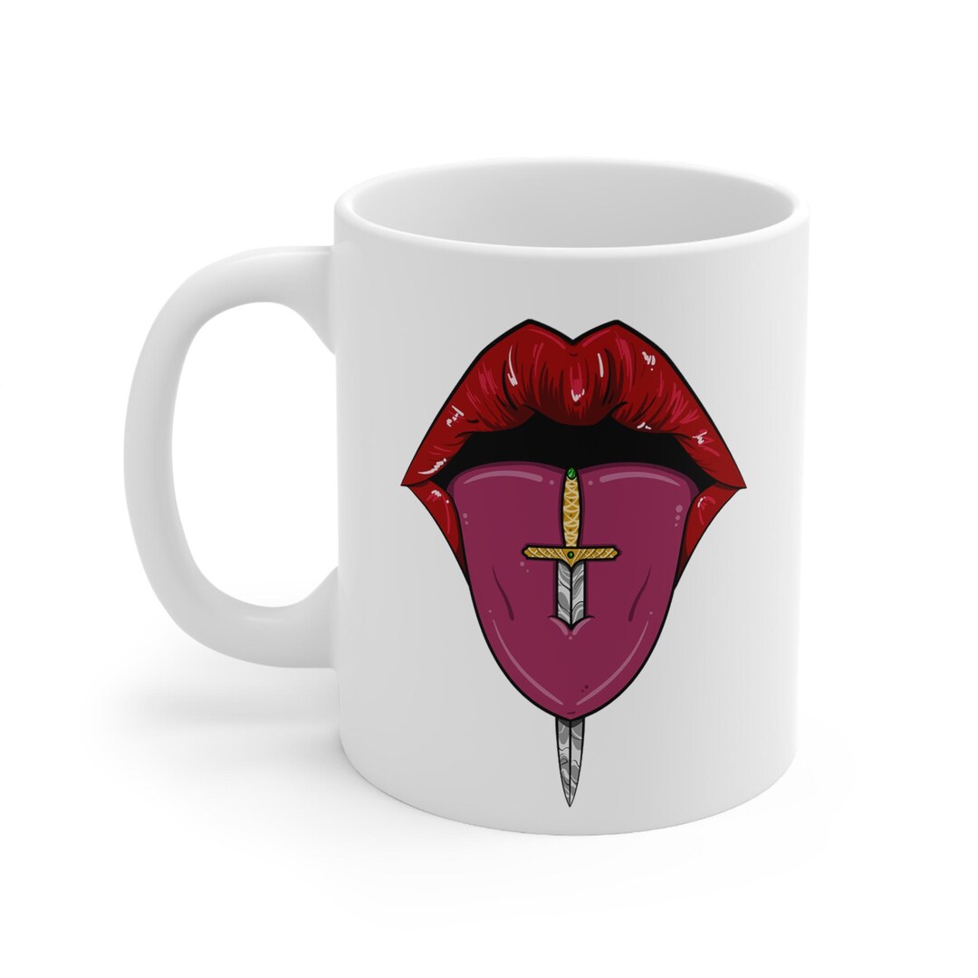 Edgy Gothic Mug Bold Lips, Tongue & Dagger Tattoo-inspired Design ,rock ...