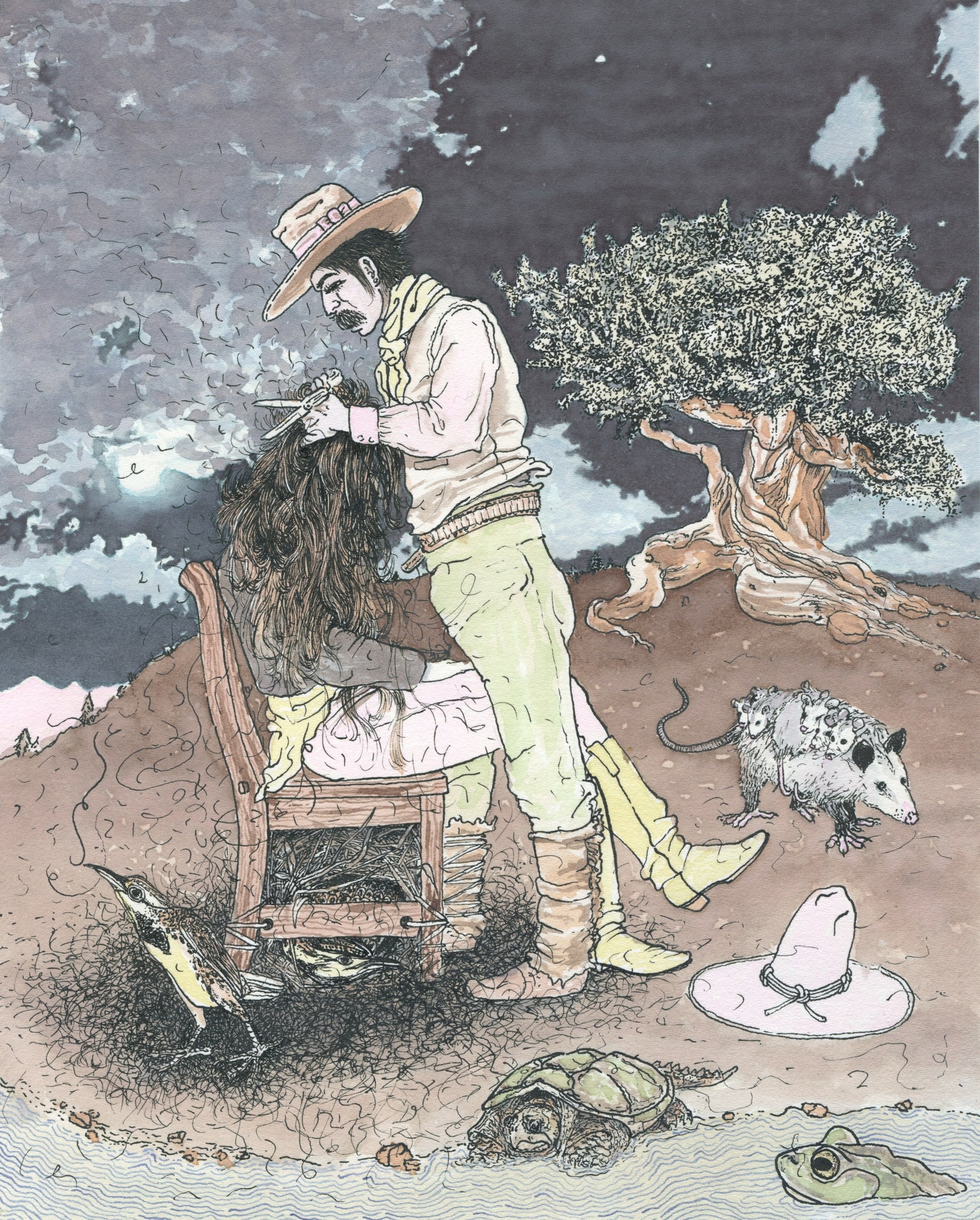 Samson & Dale Cowboy Haircut Giclée Print - Etsy