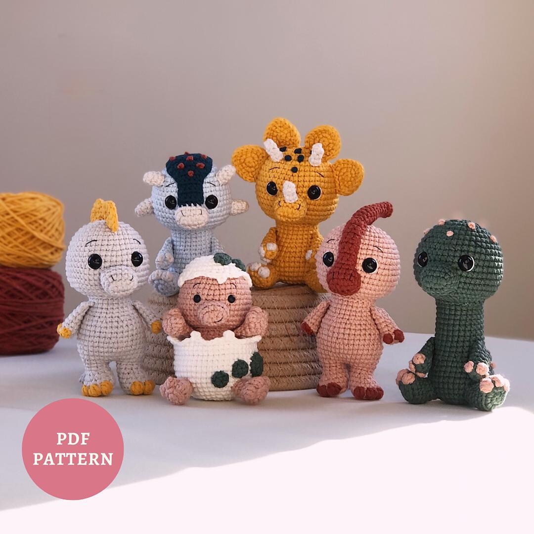 Baby Dinosaur Collection Crochet Pattern Bundle Amigurumi Dinosaur ...