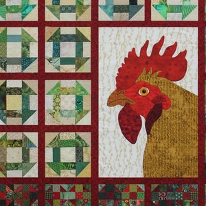 Pattern, Chicken Quilt Applique Pattern, Easy Rooster Pattern ...