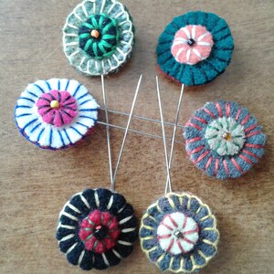 Handmade, Wool Sewing Pins, Pincushion Ornaments, Wool Pintopper ...