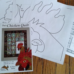 Pattern, Chicken Quilt Applique Pattern, Easy Rooster Pattern ...