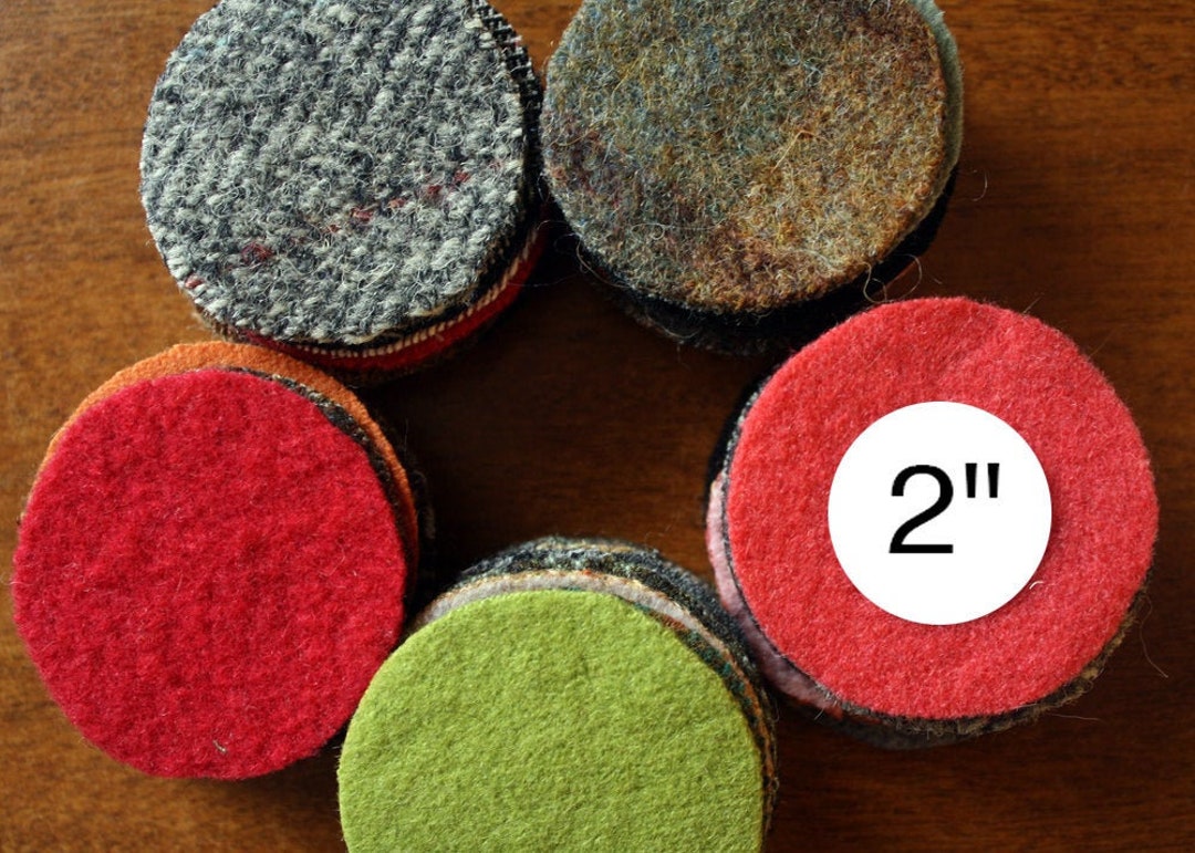 Wool Circles, (50) 2" Wool Circles, Precut Recycled Felted Wool Circles ...