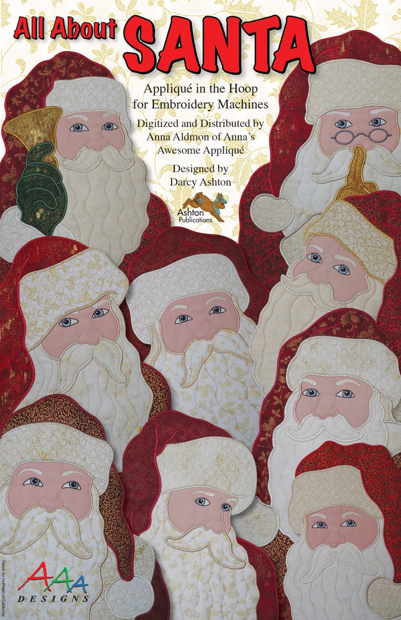 Quilt Book, All About Santa, Applique Quilting Pattern Book, Santa ...