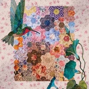 English Paper Piecing Pattern, Hummingbird Quilt With Morning Glory ...