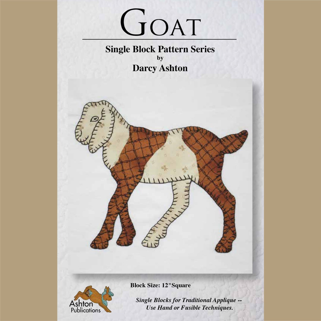 Pdf GOAT, Single Block, .pdf Instant Download, Traditional Applique ...