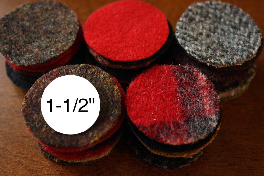 Wool Circles, 50 1-1/2 Circles for Wool Penny Rugs, Precut Recycled ...