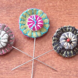 Handmade, Wool Sewing Pins, Pincushion Ornaments, Wool Pintopper ...
