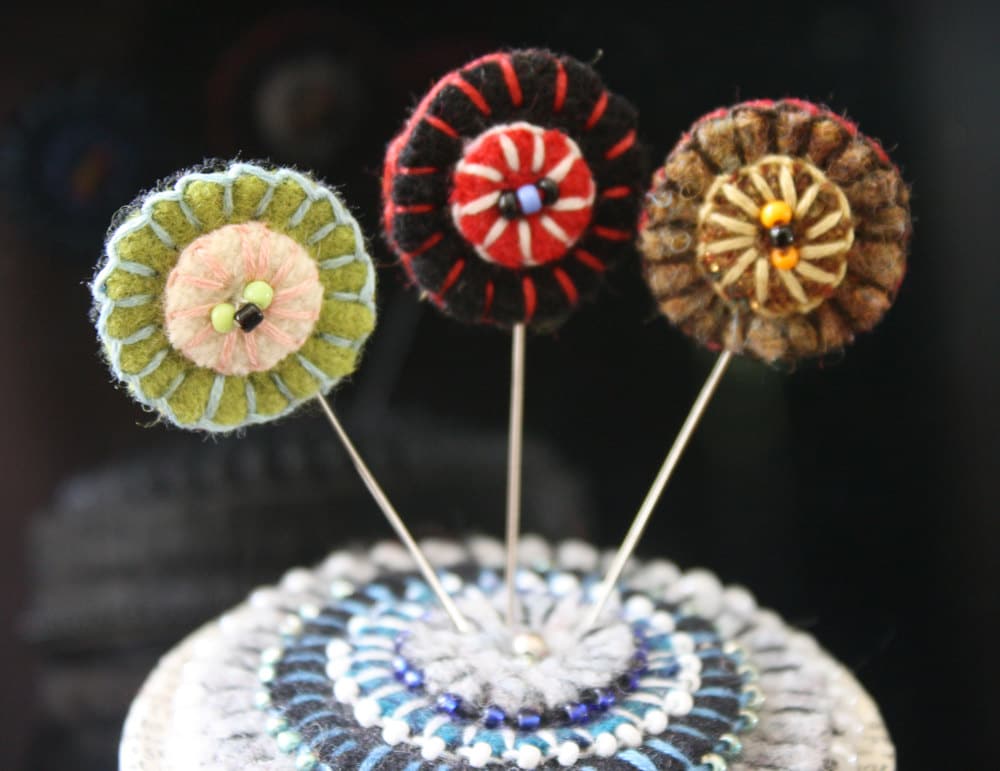 Handmade Wool Sewing Pins Pincushion Ornaments Wool - Etsy