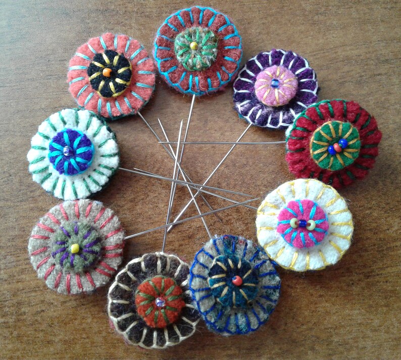 Handmade Wool Sewing Pins Pincushion Ornaments Wool - Etsy