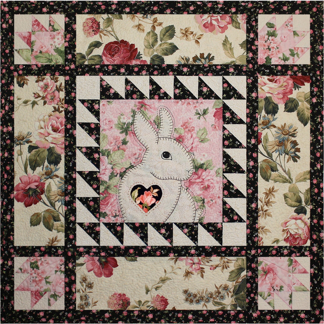 Pattern, Easy Applique Bunny Baby Quilt, Applique Bunny Sewing Pattern ...