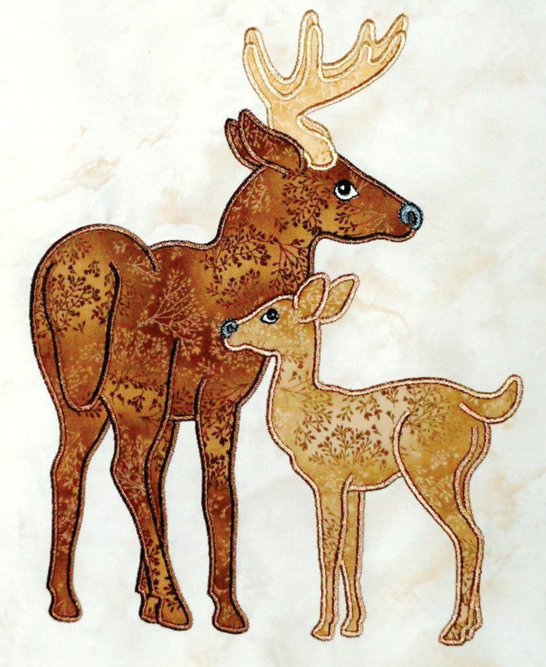 Digitized, Deer With Fawn, Applique in the Hoop for Embroidery Machines ...