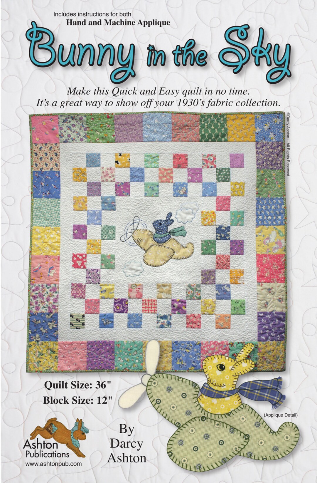Bunny in the Sky Baby Quilt Pattern, Airplane Applique - Etsy