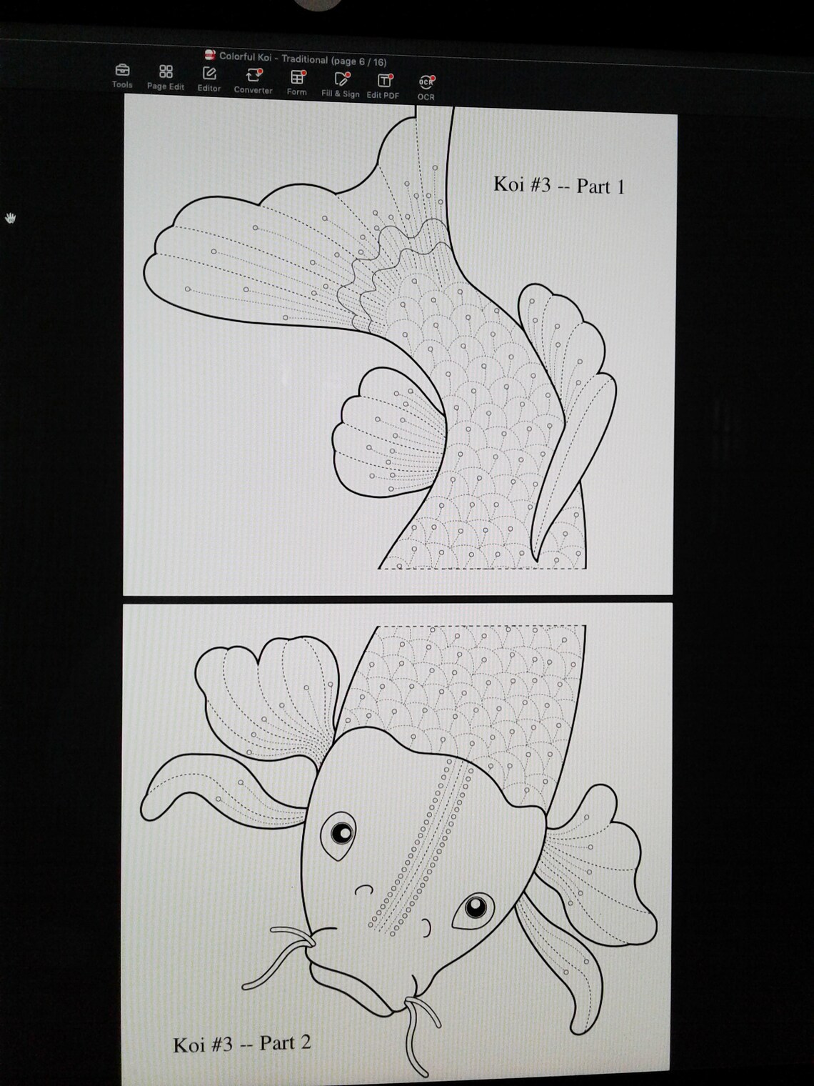 Pdf Pattern Colorful Koi Traditional Pattern for Hand or | Etsy