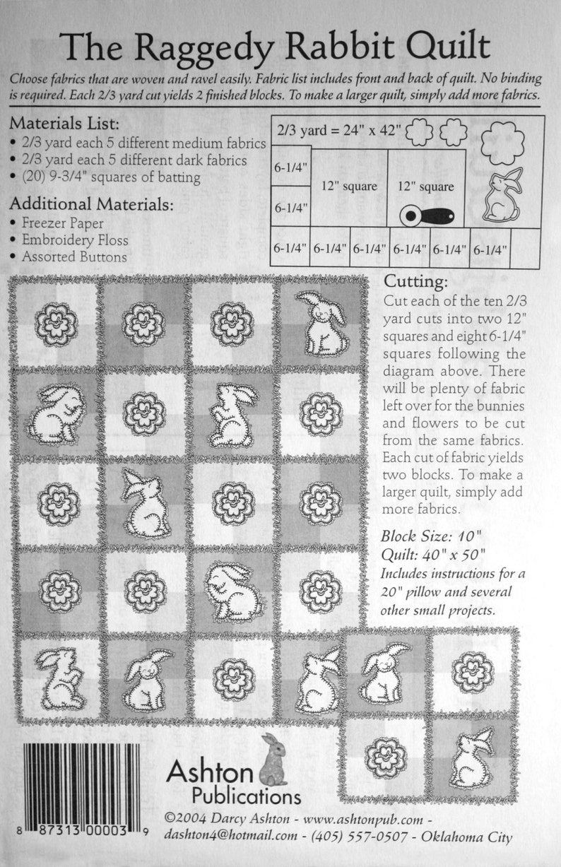 Pattern Raggedy Rabbit Rag Quilt Sewing Pattern Rag Quilt | Etsy