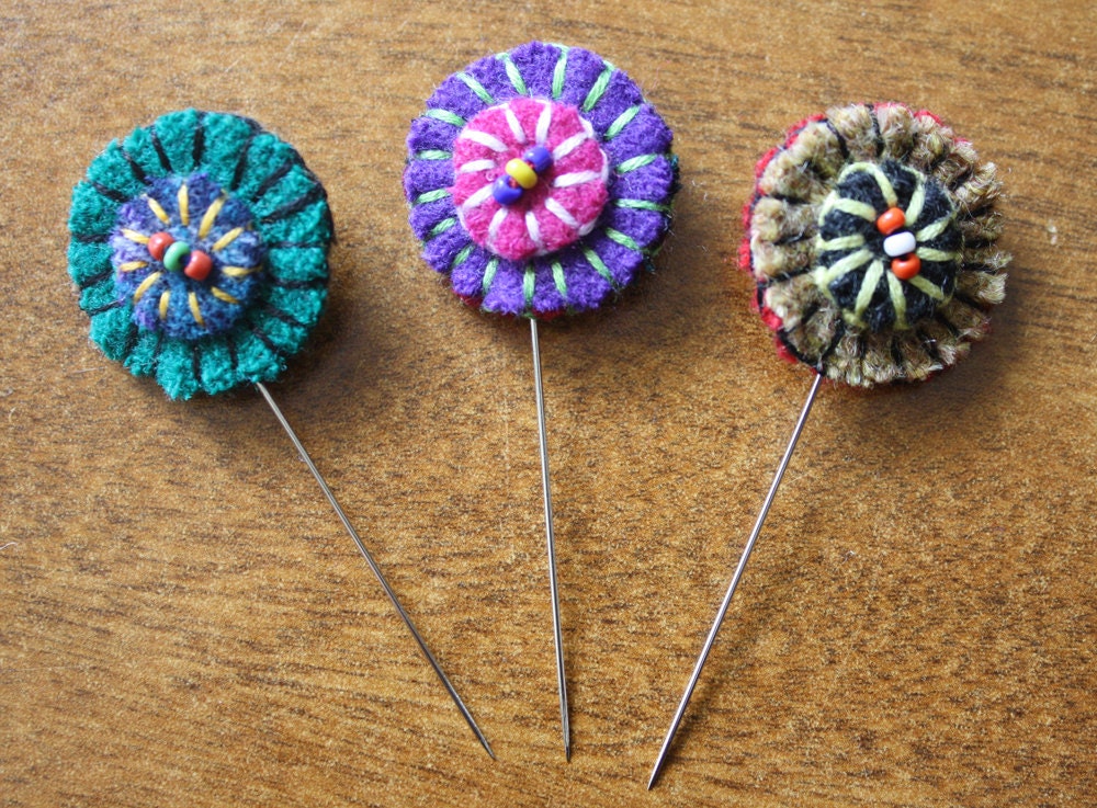 Handmade Wool Sewing Pins Pincushion Ornaments Wool - Etsy