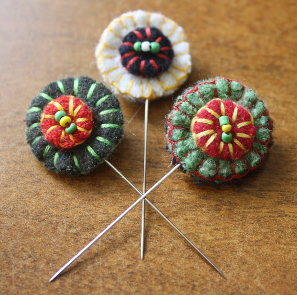 Handmade Wool Sewing Pins Pincushion Ornaments Wool - Etsy