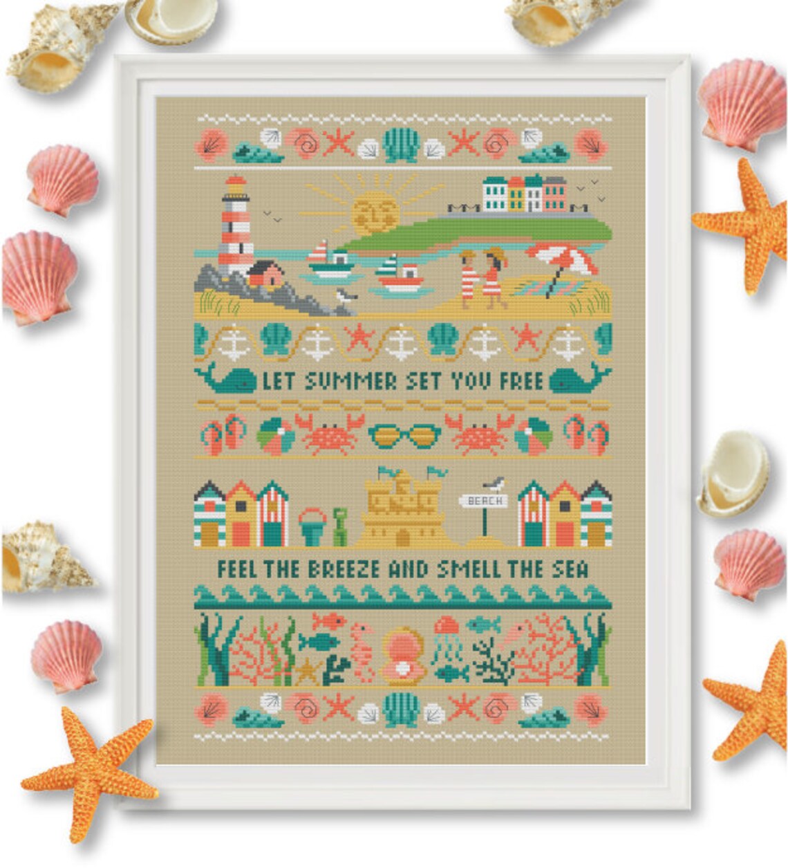 Summer Band Sampler Modern Cross Stitch Pattern by Tiny - Etsy
